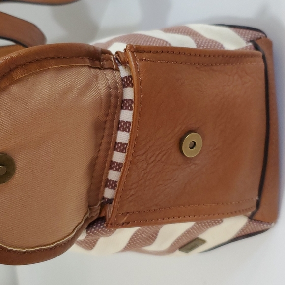 Bolo | Bags | Nwt Browncream Fabric Faux Leather Shoulder Bag By Bolo ...